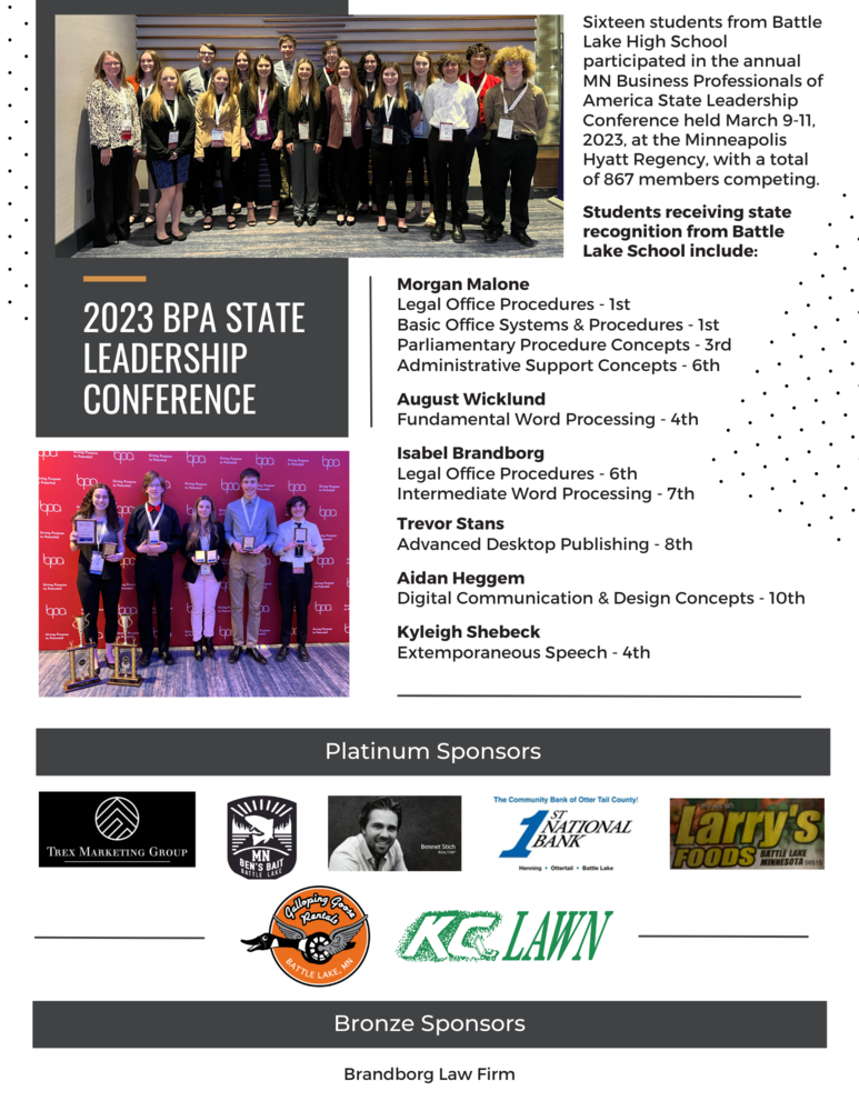 Congratulations BPA State Award Winners! | Battle Lake Public Schools